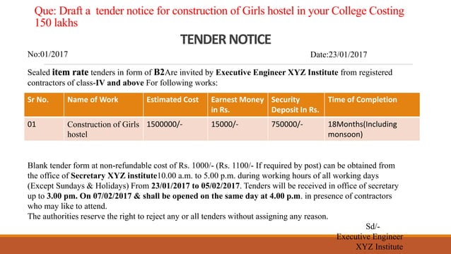 Tender notice Drafting Procedure | PPT
