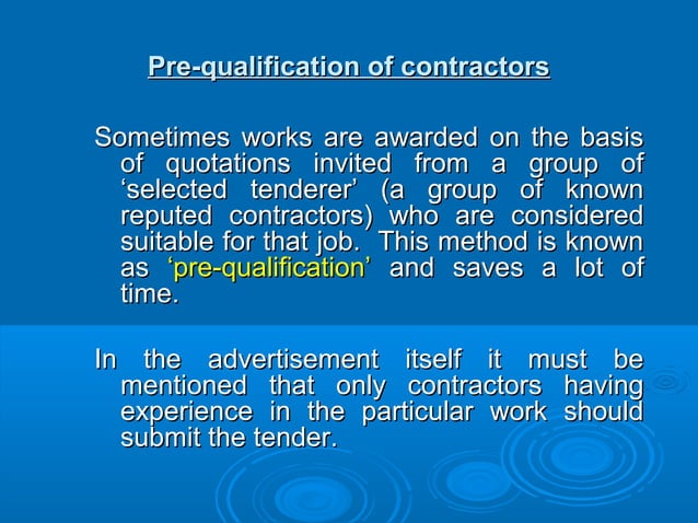 Tenders in professional practice | PDF