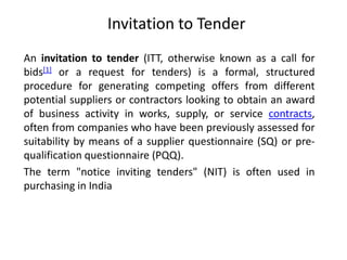 Tenders , Invitation of tender | PPTX