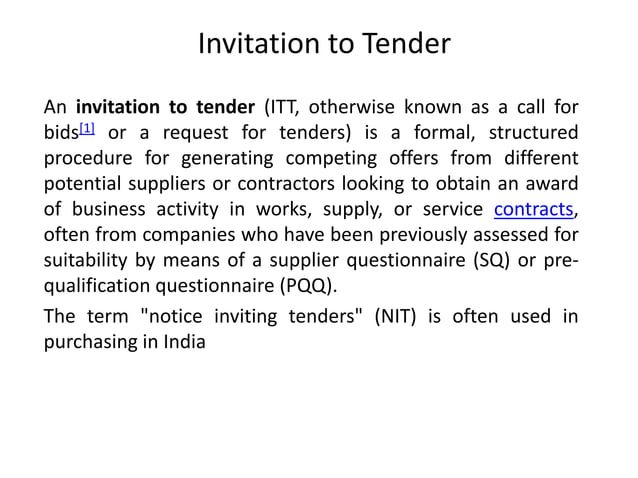 Tenders , Invitation of tender | PPTX
