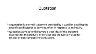 Tenders and quotations.A tender is an invitation to bid for a project ...