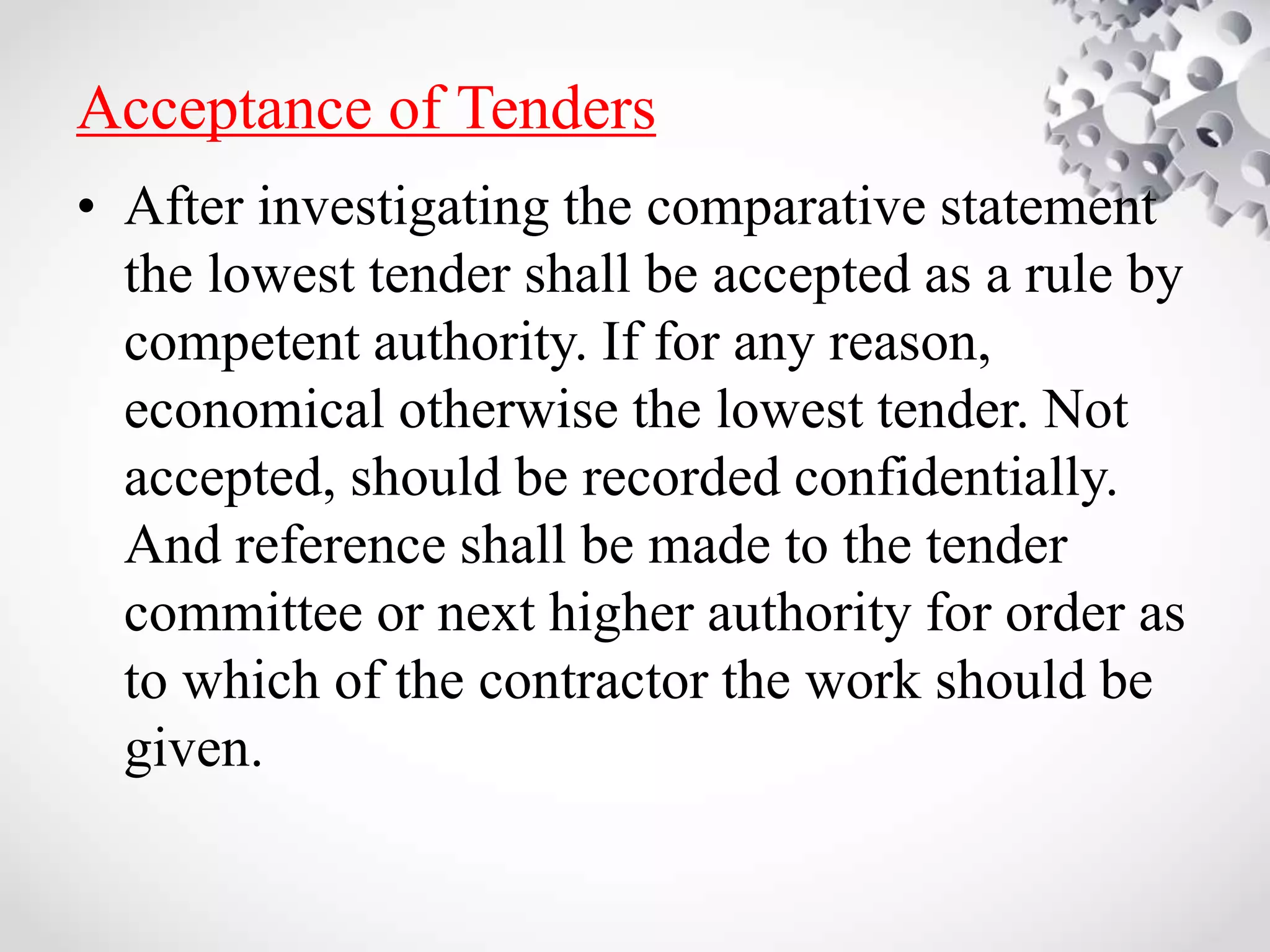 Tenders and procedure of tendering | PPTX