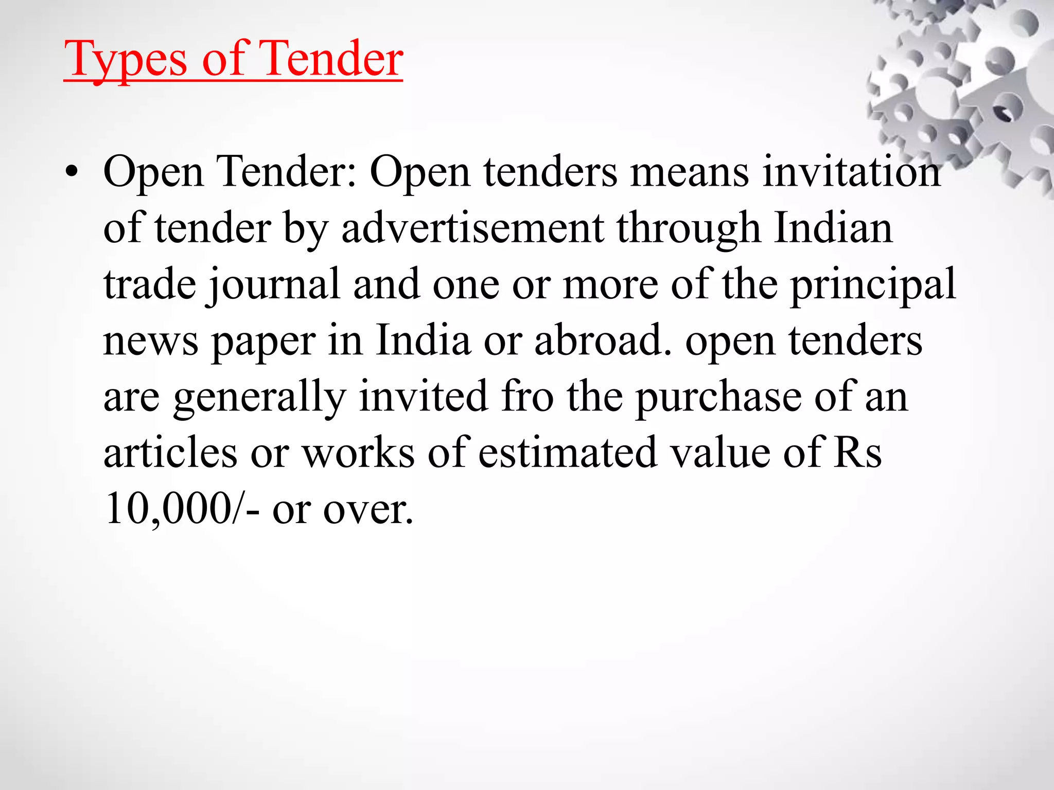 Tenders and procedure of tendering | PPTX