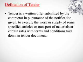 Tenders and procedure of tendering | PPTX | Construction Industry | Industries