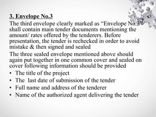 Tenders and procedure of tendering | PPTX