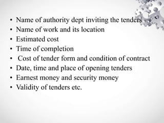 Tenders and procedure of tendering | PPTX