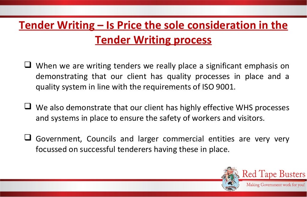 Tender Writing – Is Price the sole consideration in the Tender Writin…