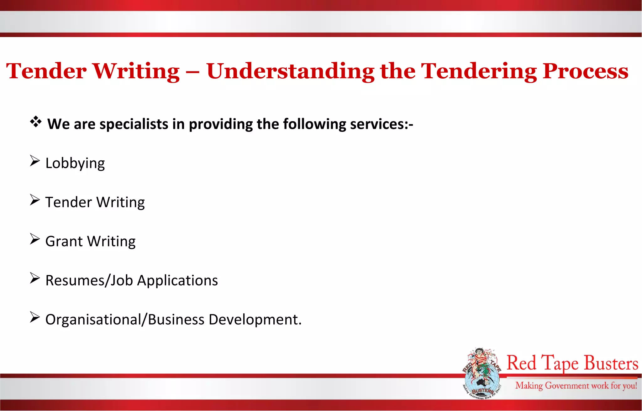 Tender Writing – Understanding the Tendering Process | PPT