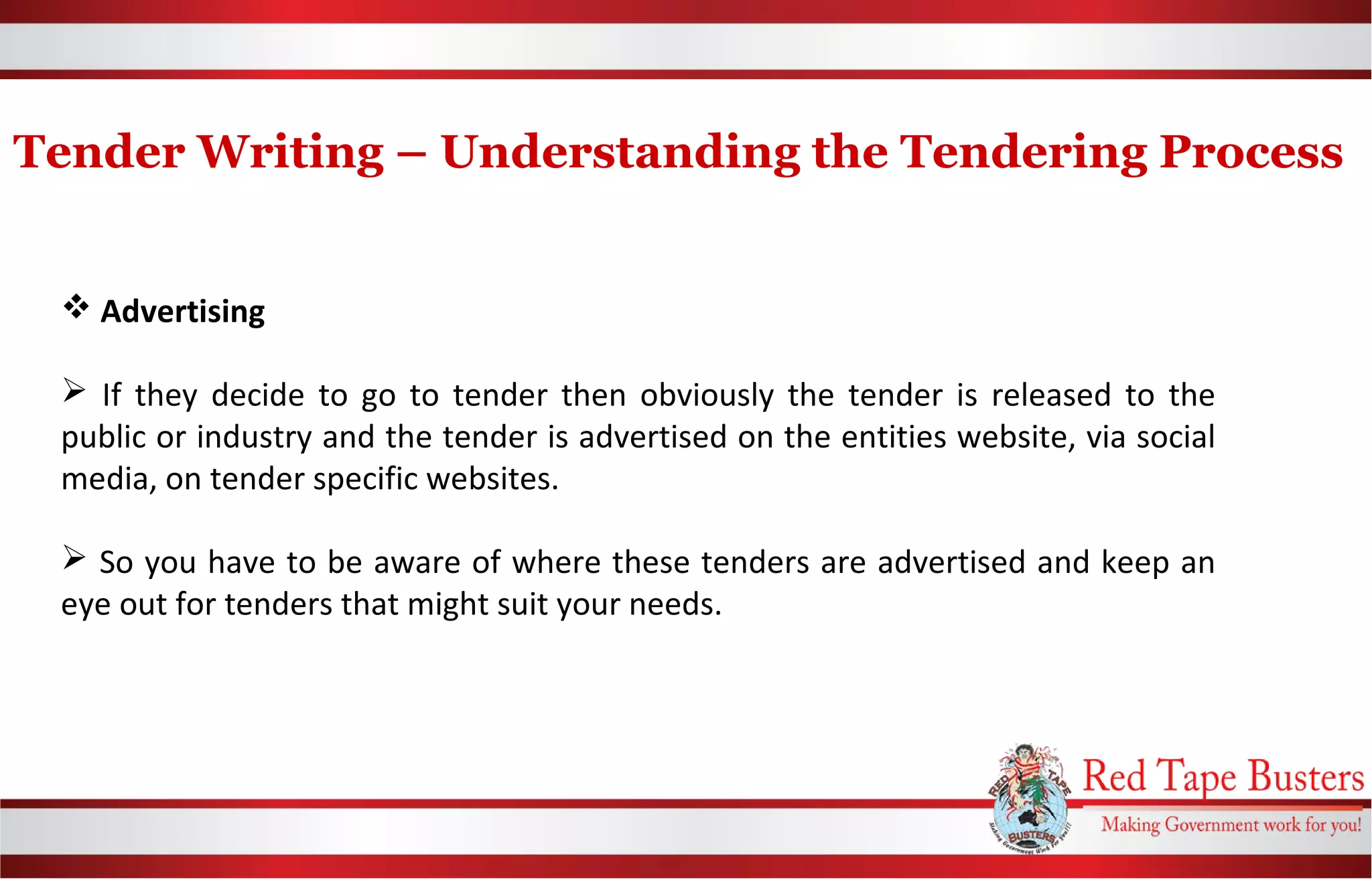 Tender Writing – Understanding the Tendering Process | PPT