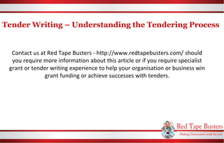 Tender Writing – Understanding the Tendering Process | PPT
