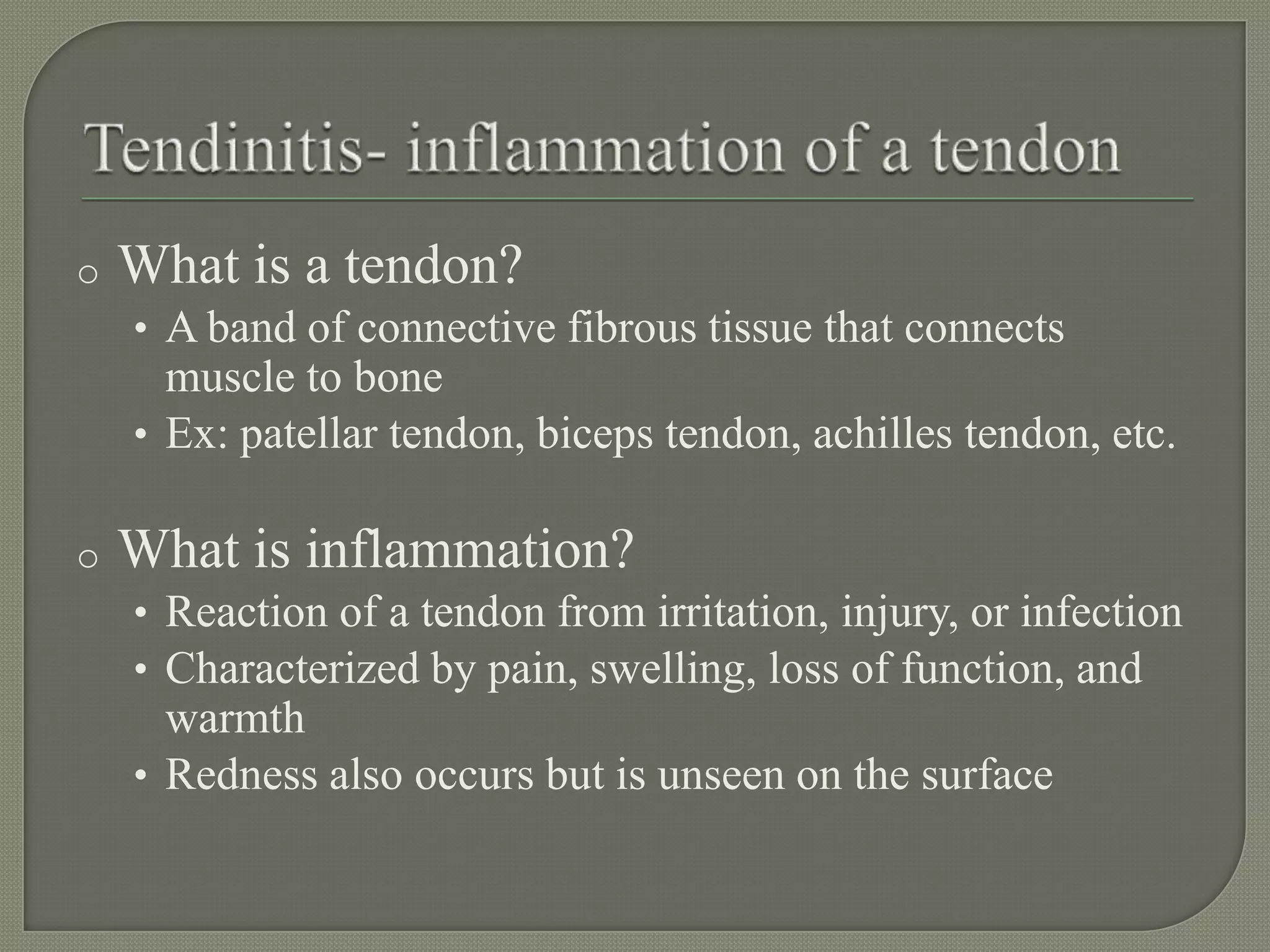 Tendinitis effective treatment of an overuse injury | PPTX