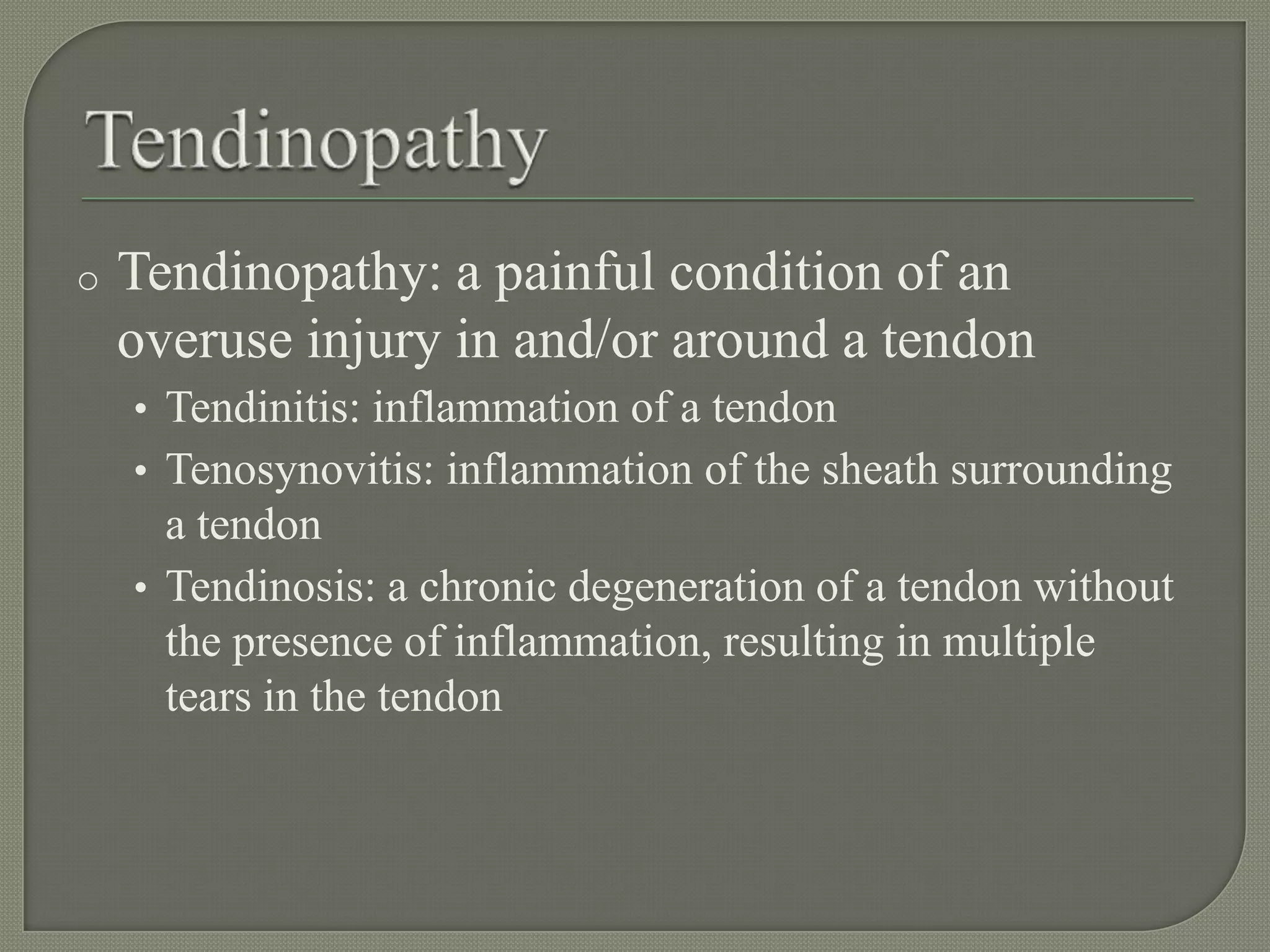 Tendinitis effective treatment of an overuse injury | PPTX