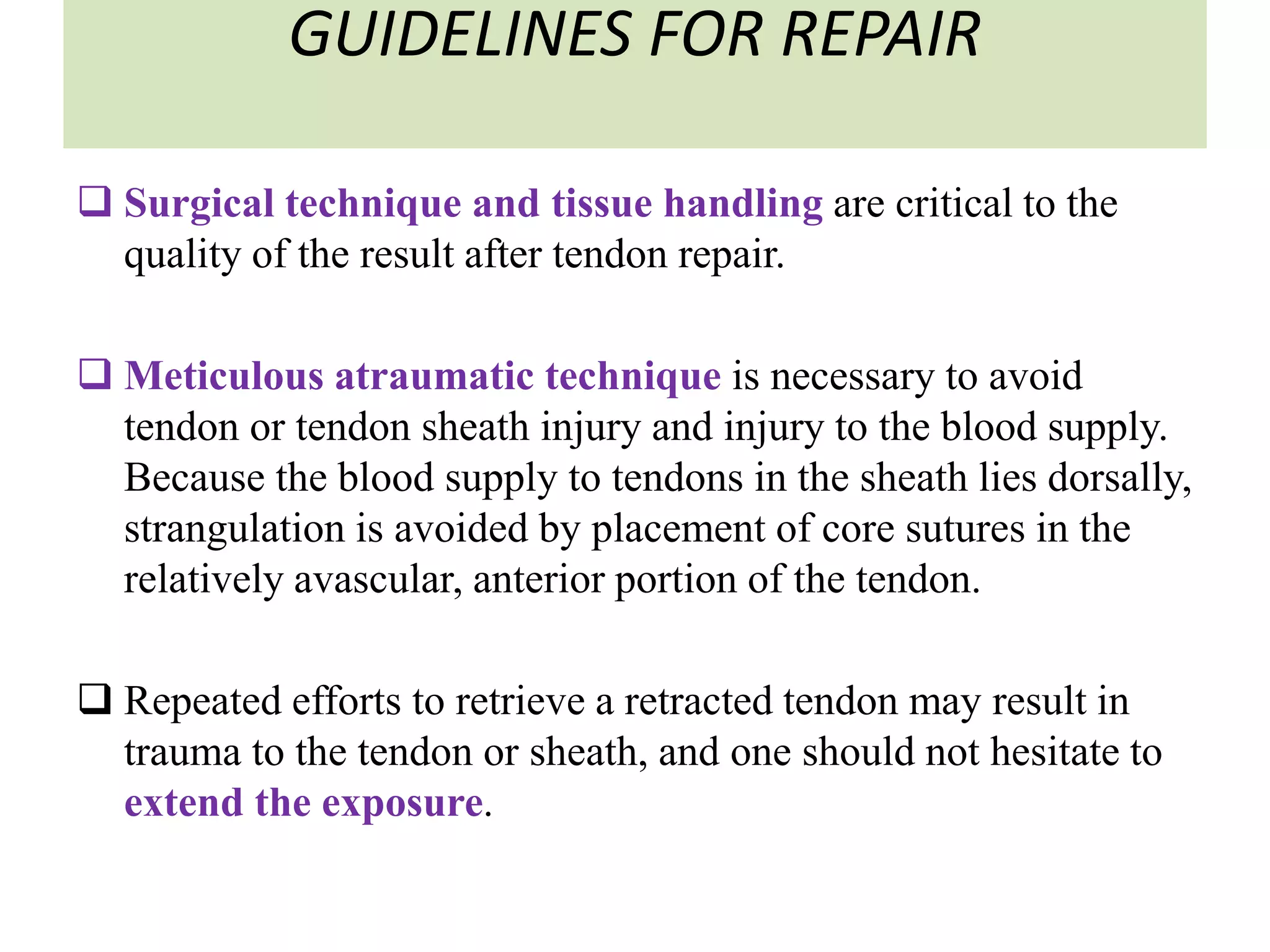 Tendon healing and tendon grafting | PPTX