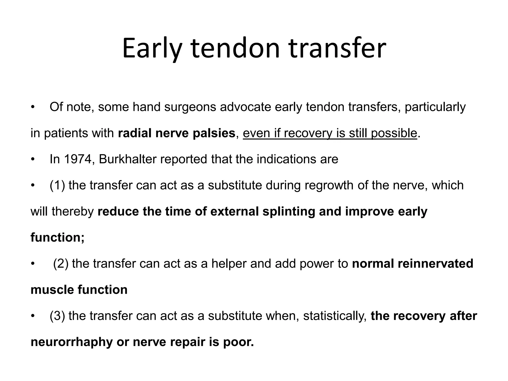 Principles of Tendon transfer and basics of tendon transfer for radial ...