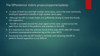 MEDIAN NERVE PALSY AND TENDON TRANSFERS | PPTX