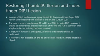 MEDIAN NERVE PALSY AND TENDON TRANSFERS | PPTX