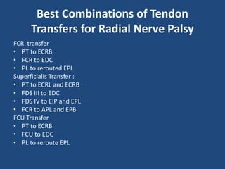 Tendon transfer for radial nerve palsy | PPTX