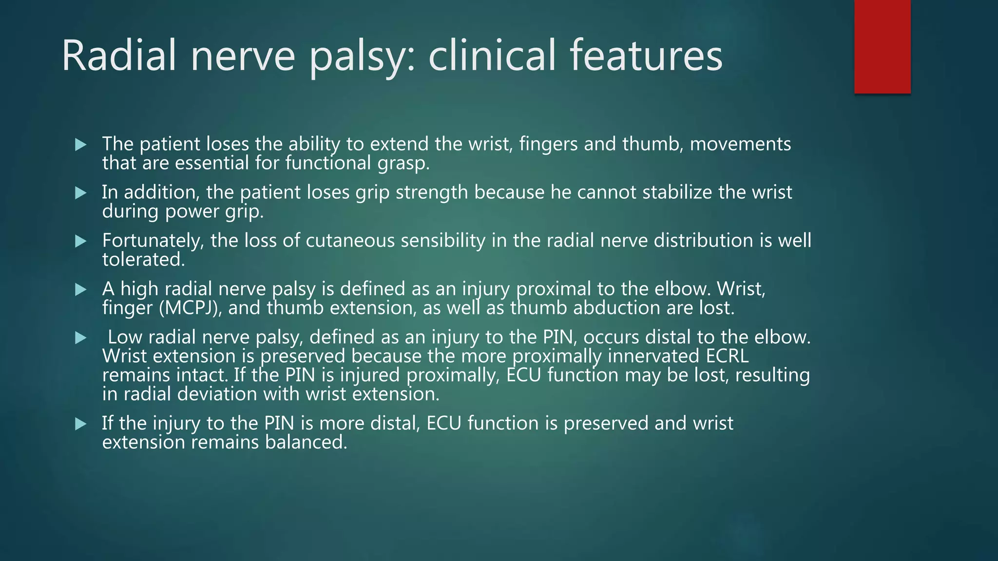 RADIAL NERVE PALSY AND TENDON TRANSFER | PPTX