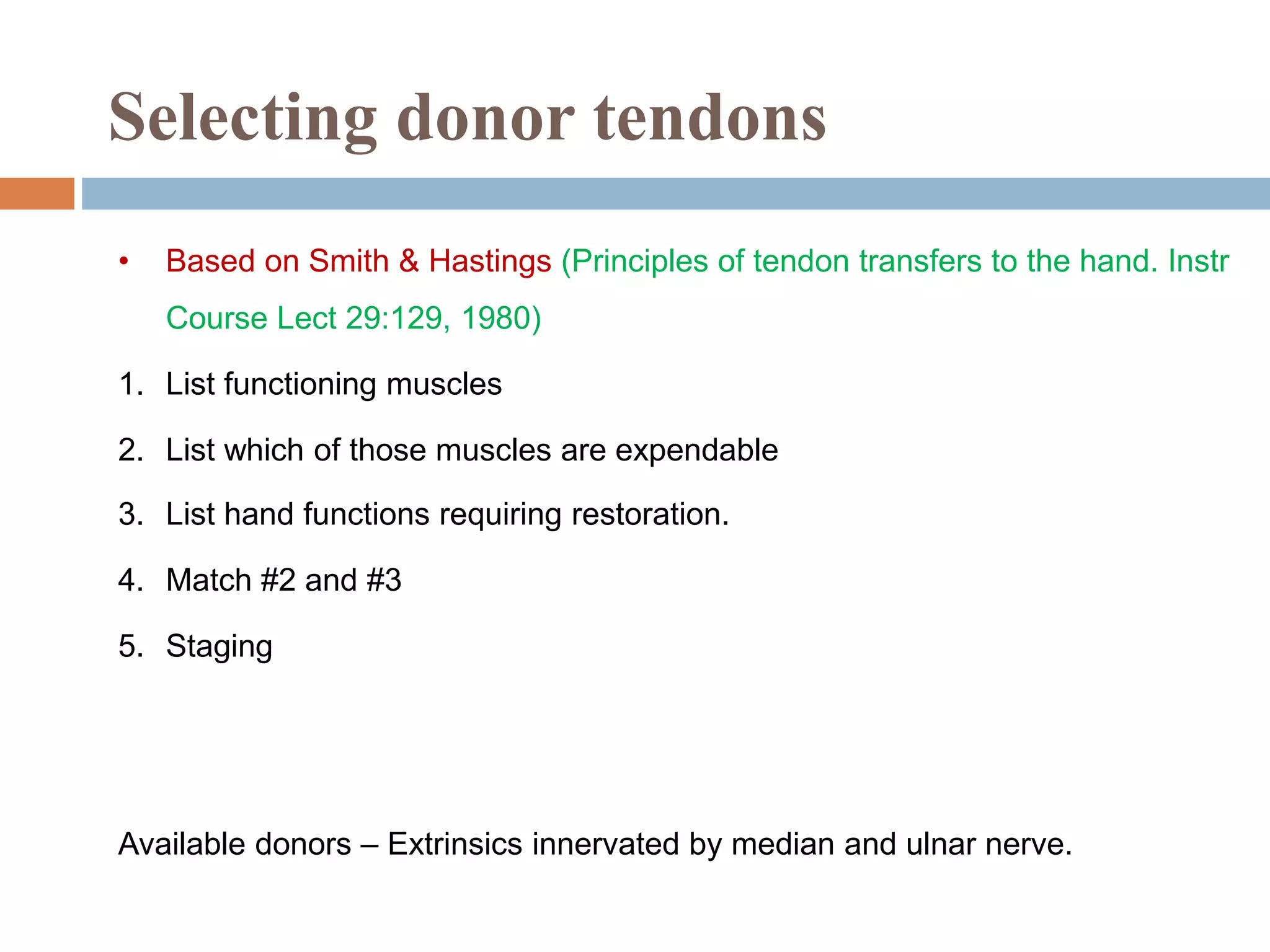 Tendon transfers for radial nerve palsy | PPT