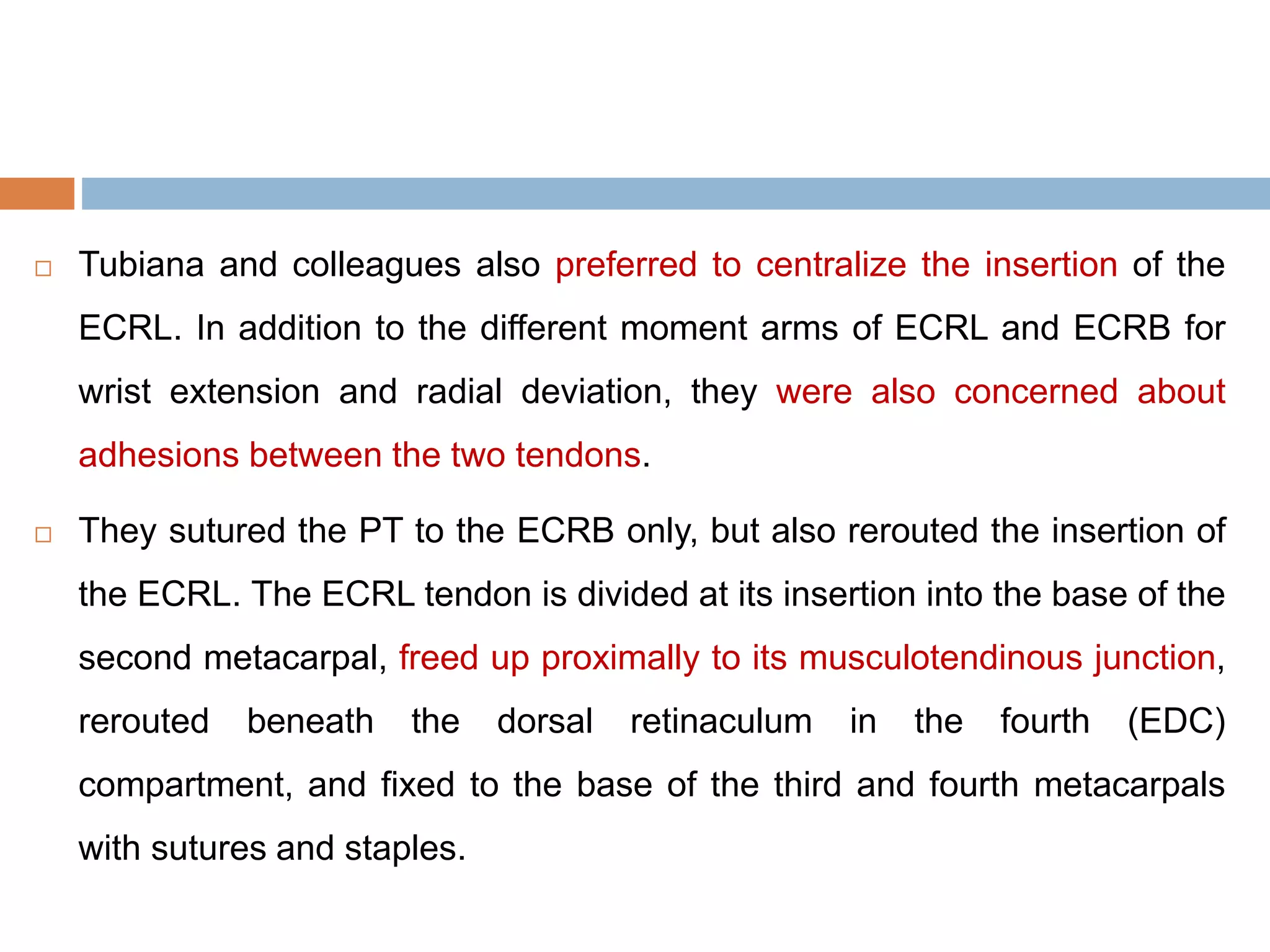Tendon transfers for radial nerve palsy | PPT