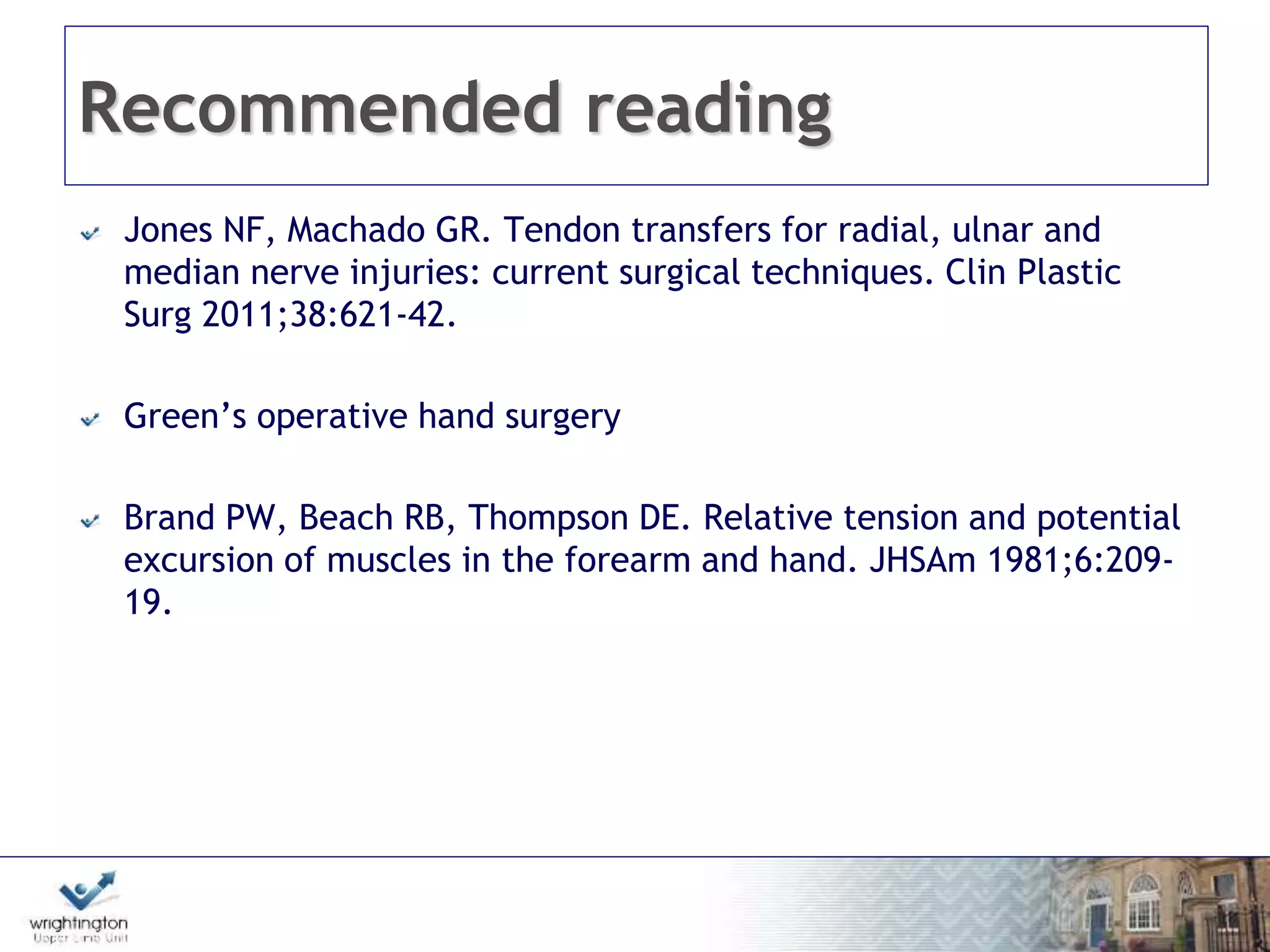 Tendon transfers in hand | PPTX
