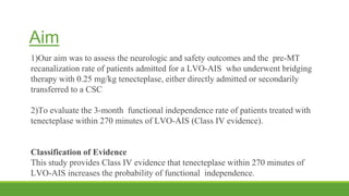 Tenecteplase before mechanical thrombectomy journal copy | PPTX