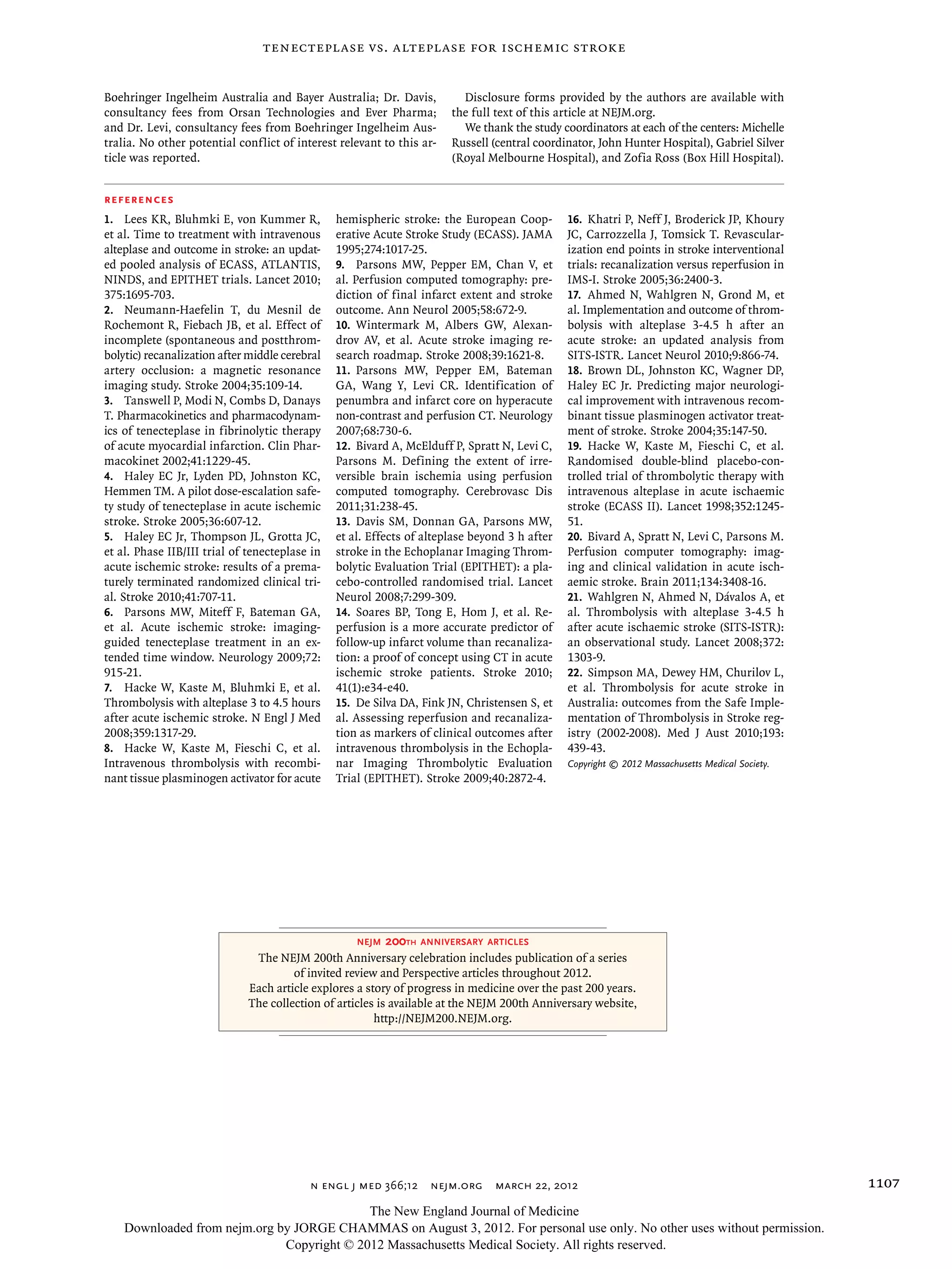 Tenecteplase X Alteplase no Acidente Vascular Cerebral - AVC | PDF