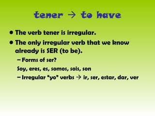 Tener | PPT
