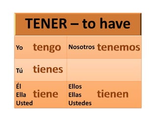 Tener and its Expressions | PPT
