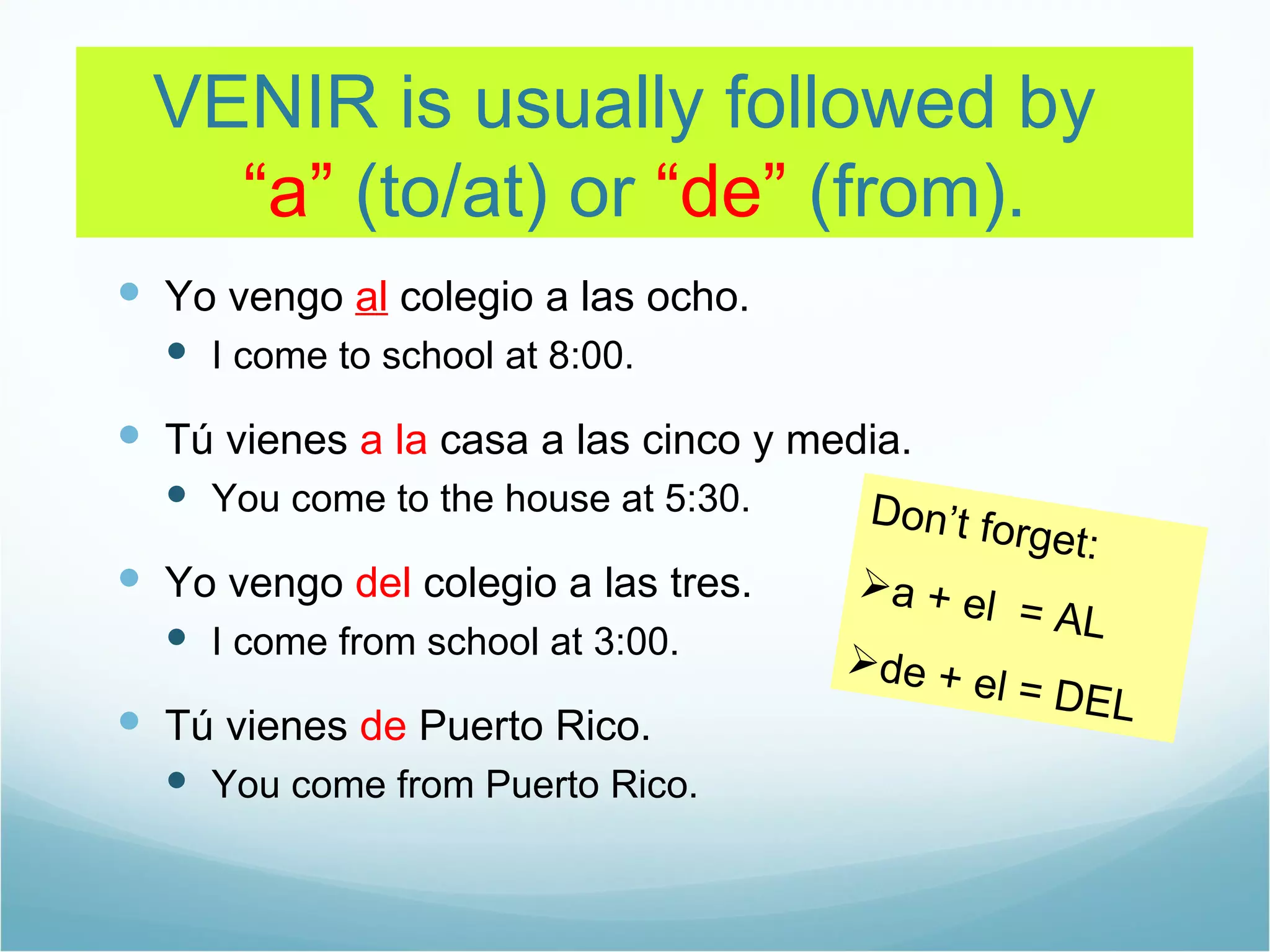Tener and other GO verbs | PPT