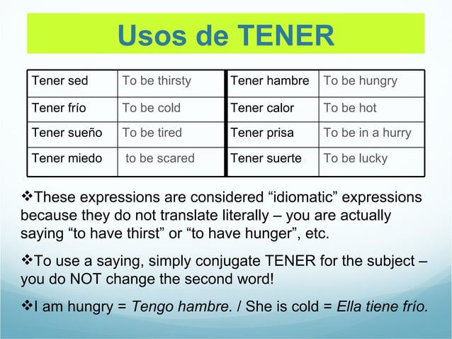 Tener and other GO verbs | PPT