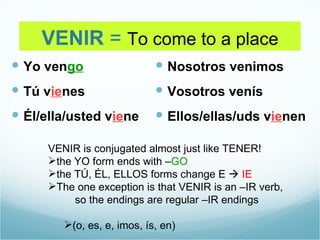 Tener and other GO verbs | PPT
