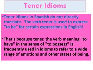 Tener idioms | PPT