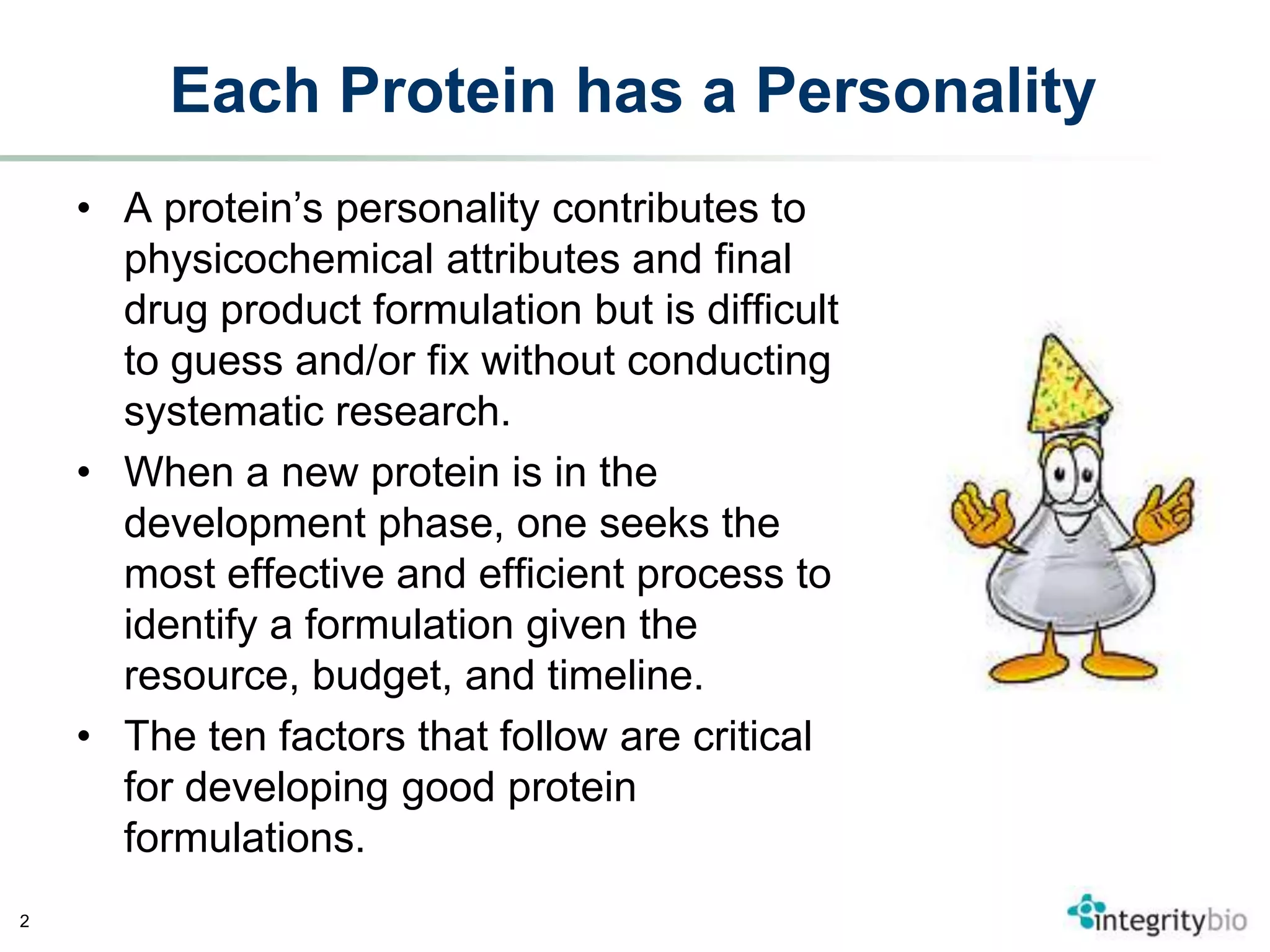 Ten factors for protein formulation development | PPT