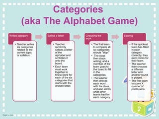 Ten good games for recycling vocabulary | PPTX