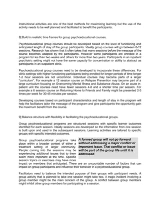 1+10 guidelines for effective psychoeducational groups | DOC