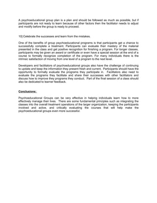 1+10 guidelines for effective psychoeducational groups | DOC