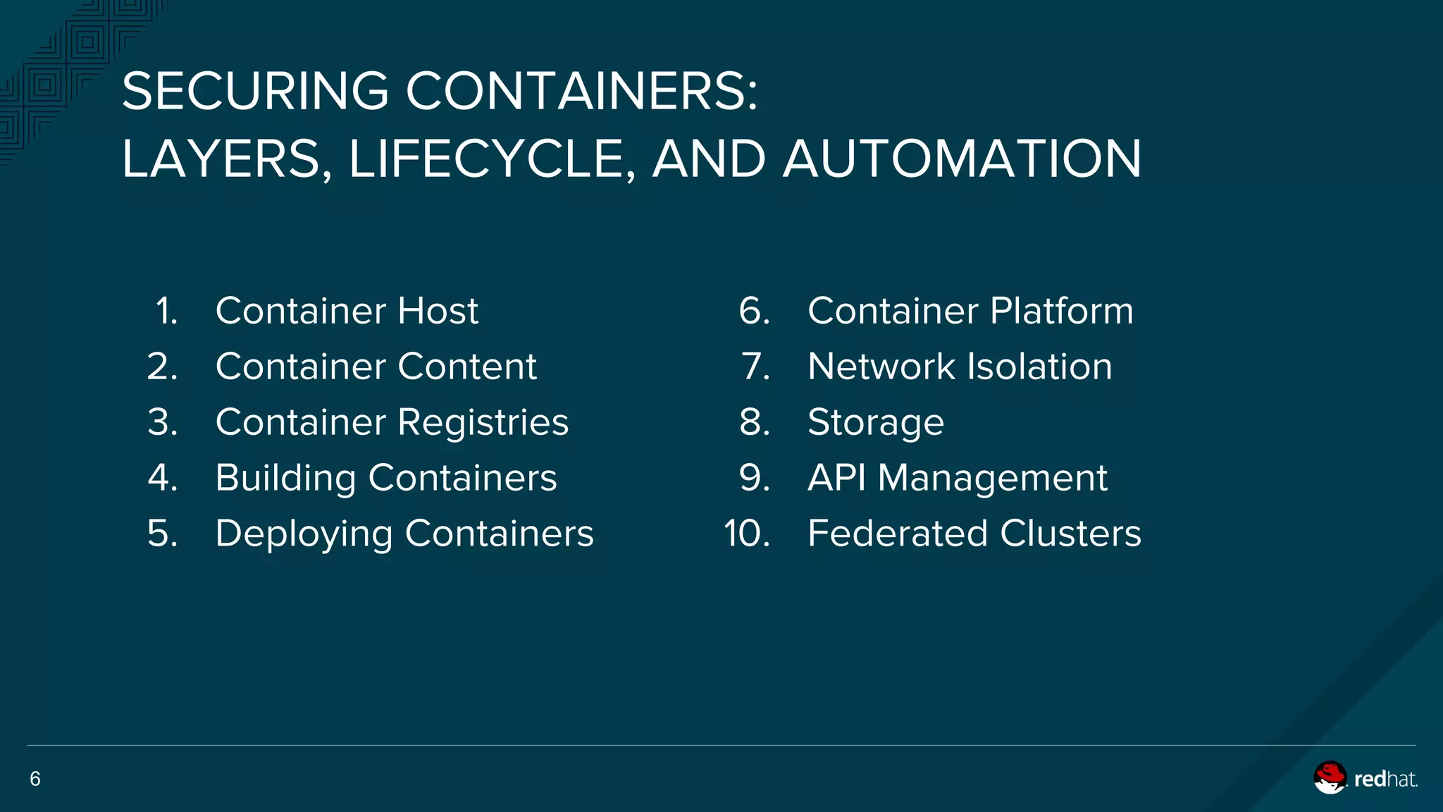 Ten layers of container security for CloudCamp Nov 2017 | PPT