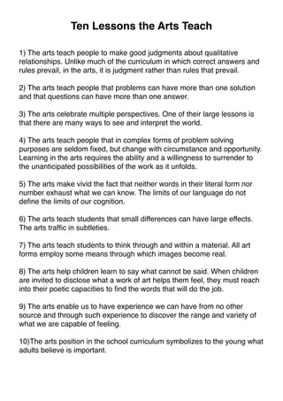 Ten Lessons the Arts Teach | PDF