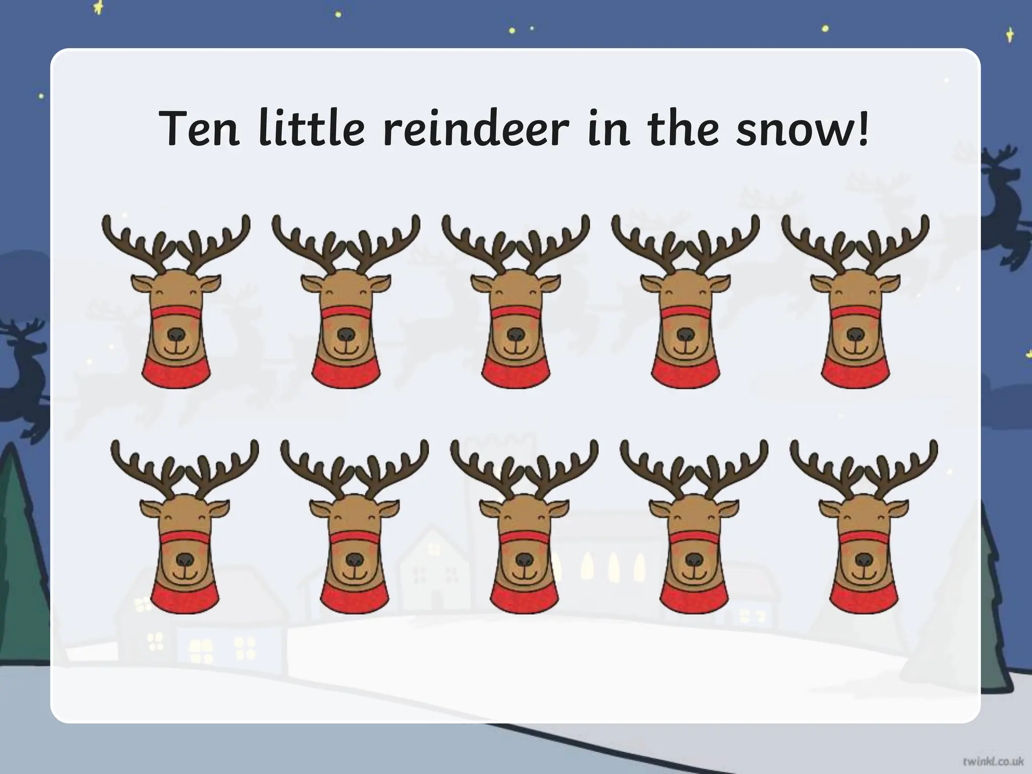 Presentation Ten little reindeer sing along | PPT