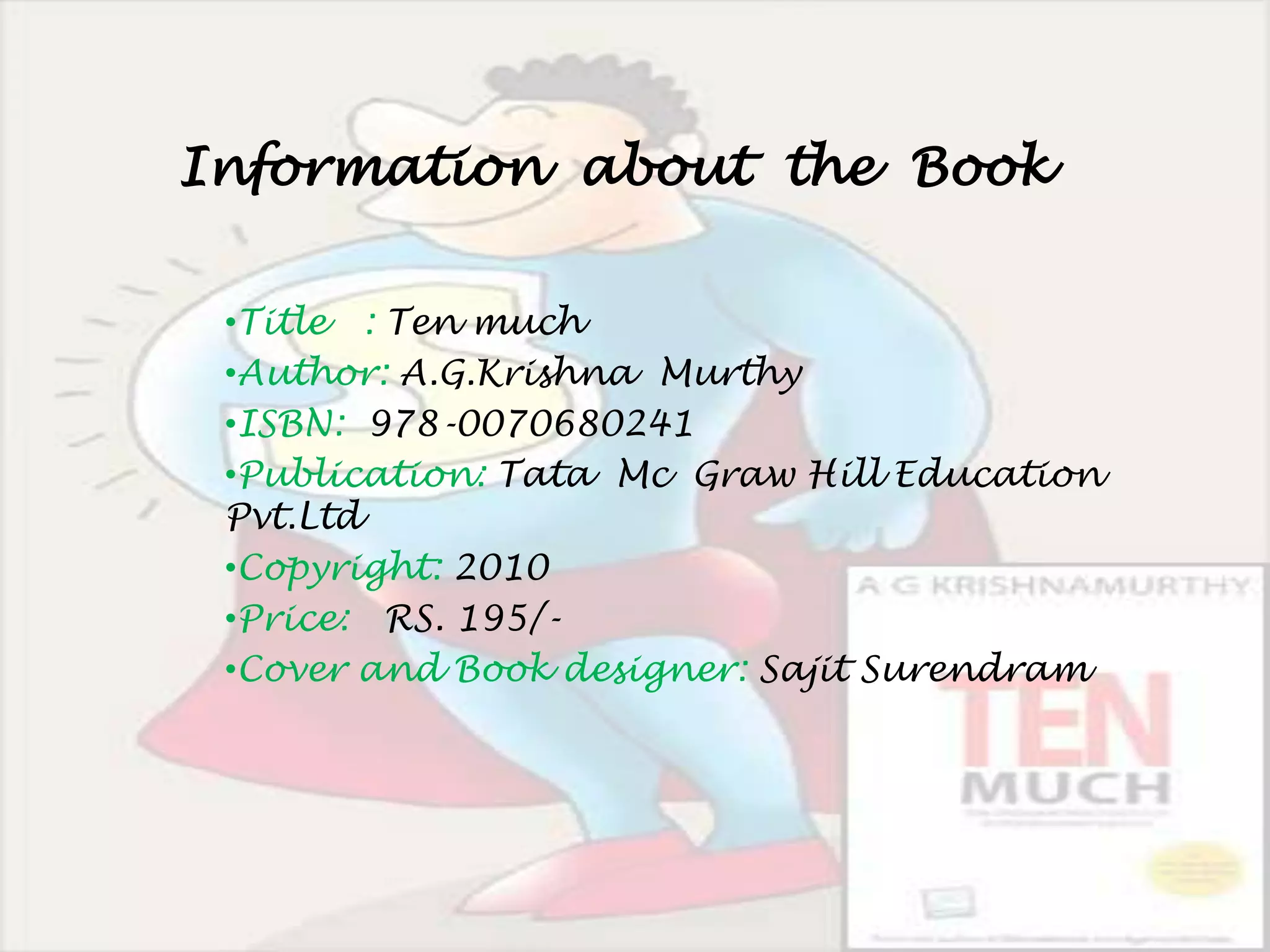 Ten much book review ppt | PPTX