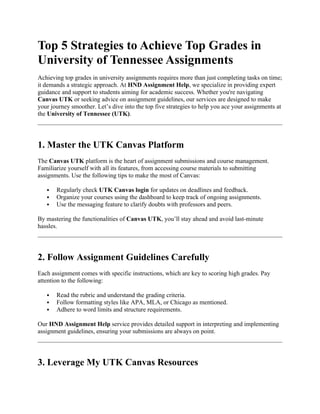 Top 5 Strategies to Achieve Top Grades in University of Tennessee ...