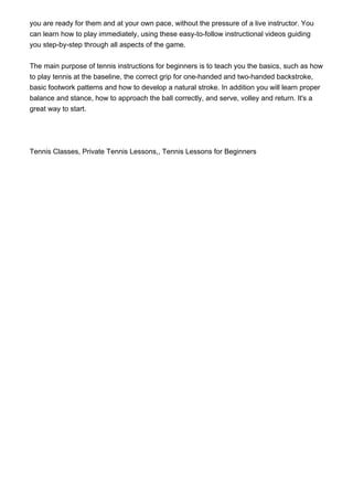 Learn How to Play Tennis - Basic Rules of Tennis | PDF