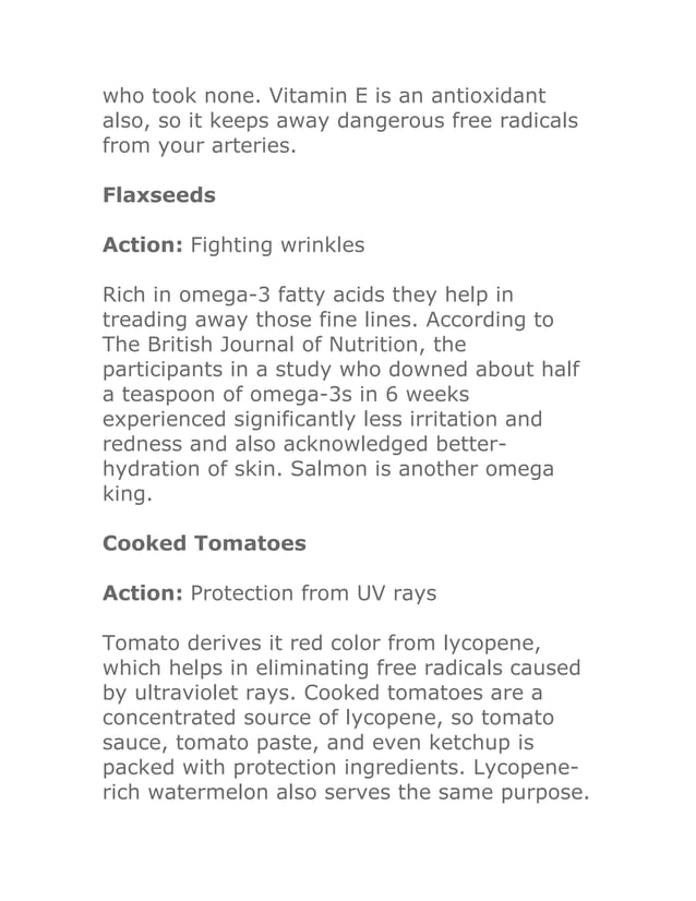 Ten Nourishing Foods For Your Skin Pdf