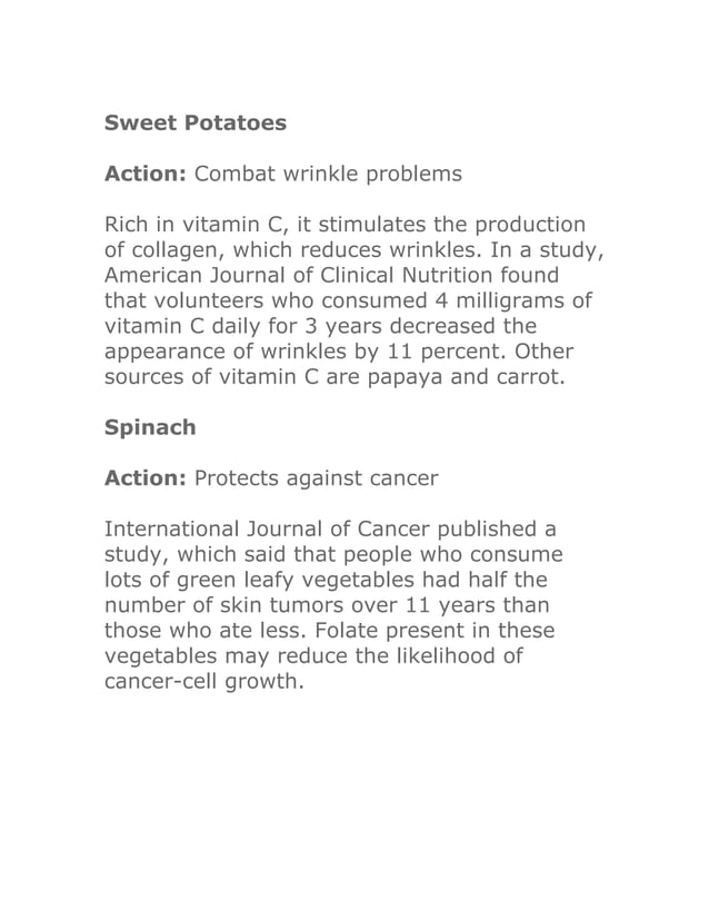 Ten Nourishing Foods For Your Skin Pdf