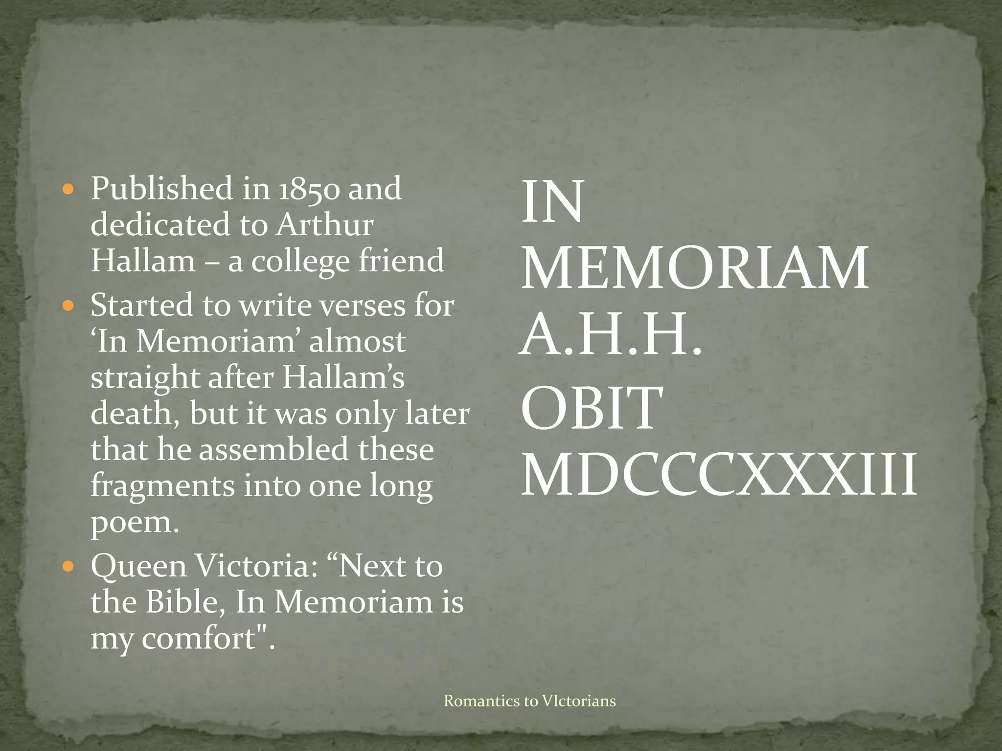 Tennyson In Memoriam | PPTX | Poetry | Books and Literature