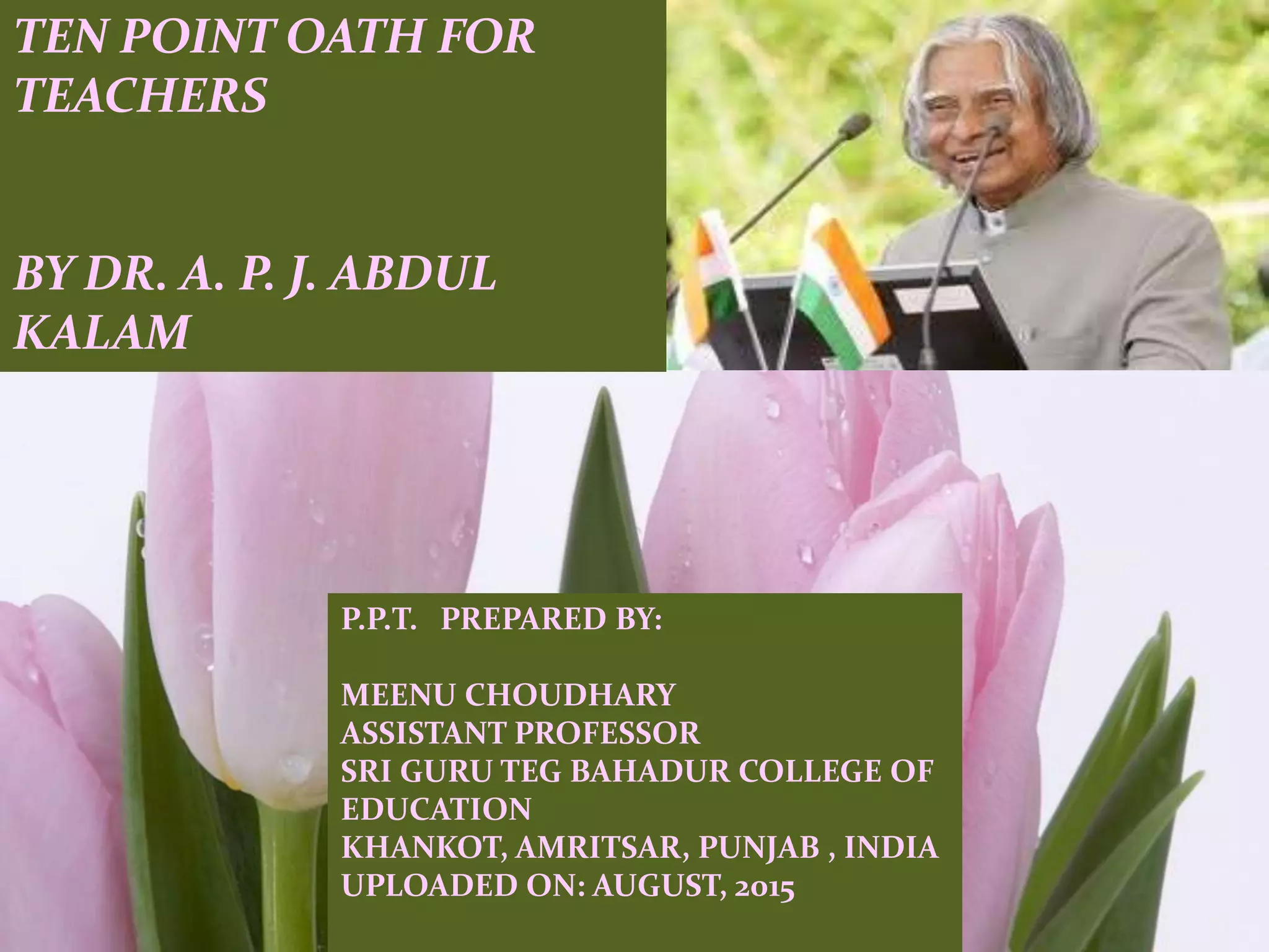 Ten oath point for teachers | PPTX