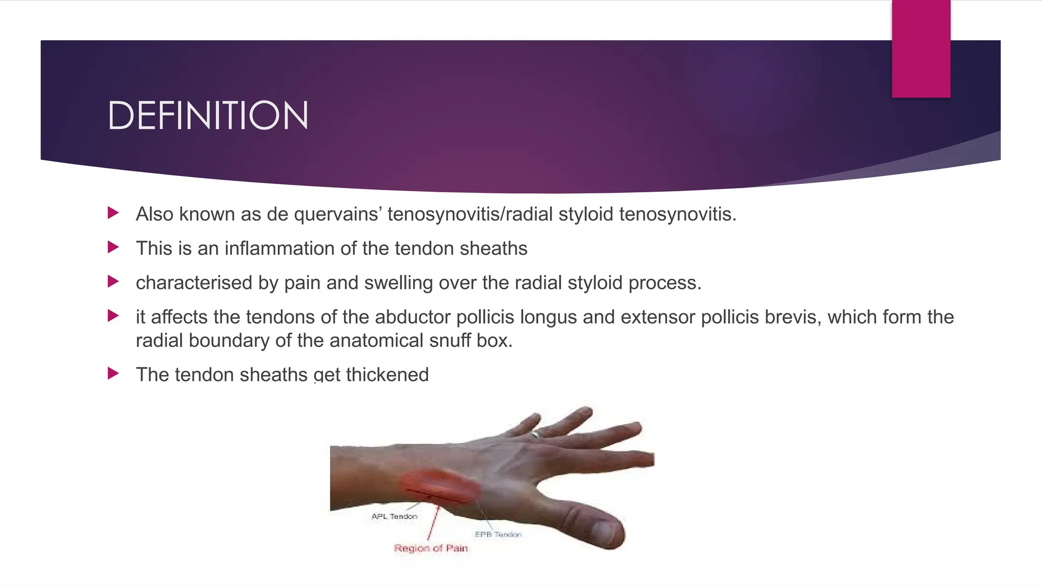 TENOSYNOVITIS EXPLAINED IN DETAILED MANNER | PPTX