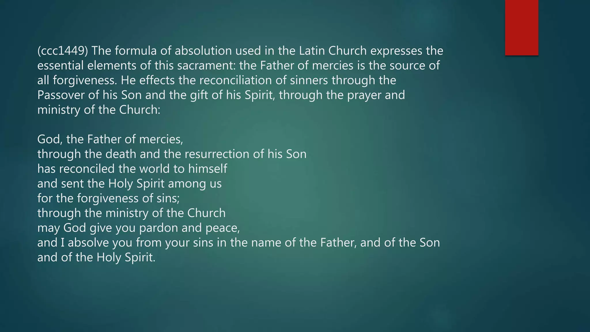 in Roman Catholic Church- Reconciliation | PPT