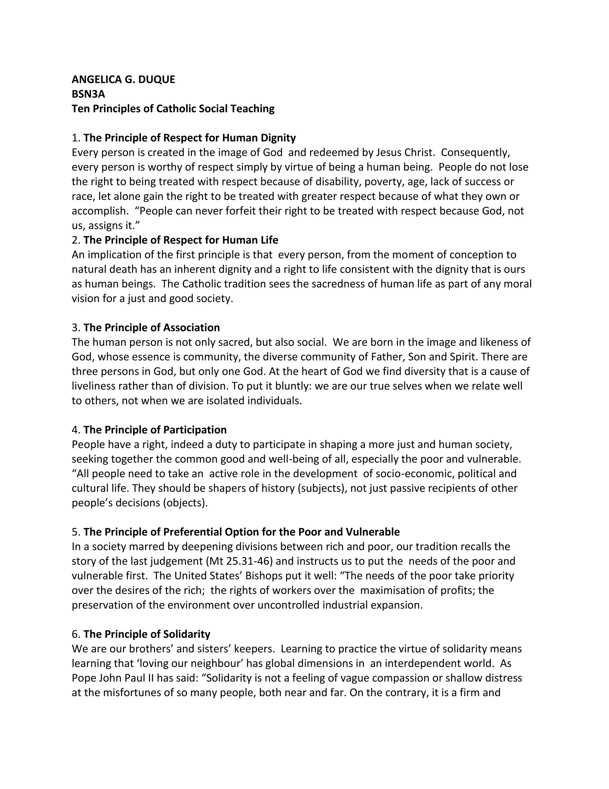 Ten principles of social teaching | DOCX